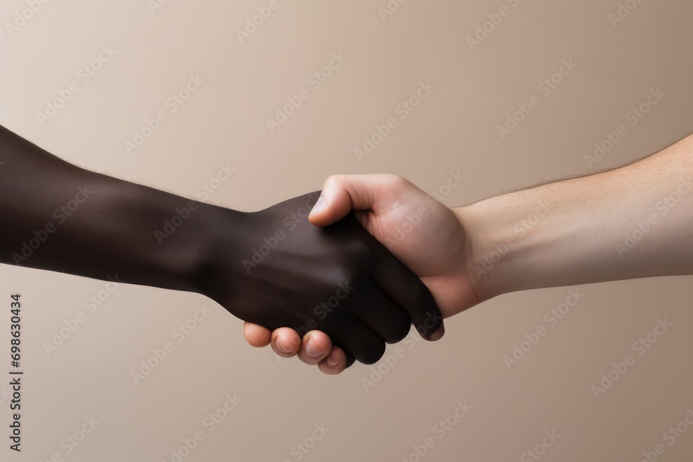 Handshake between a black person and white person, Racial unity to ...