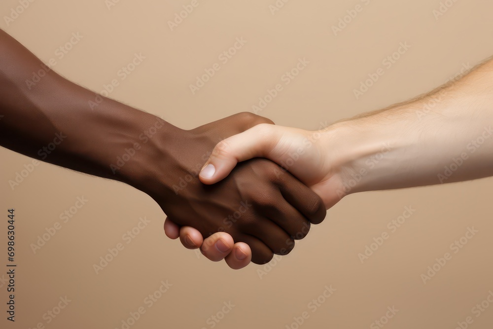 Handshake between a black person and white person, Racial unity to ...