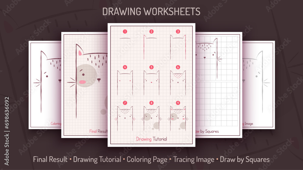 How to Draw a Cat. Step by Step Drawing Tutorial. Draw Guide. Simple ...