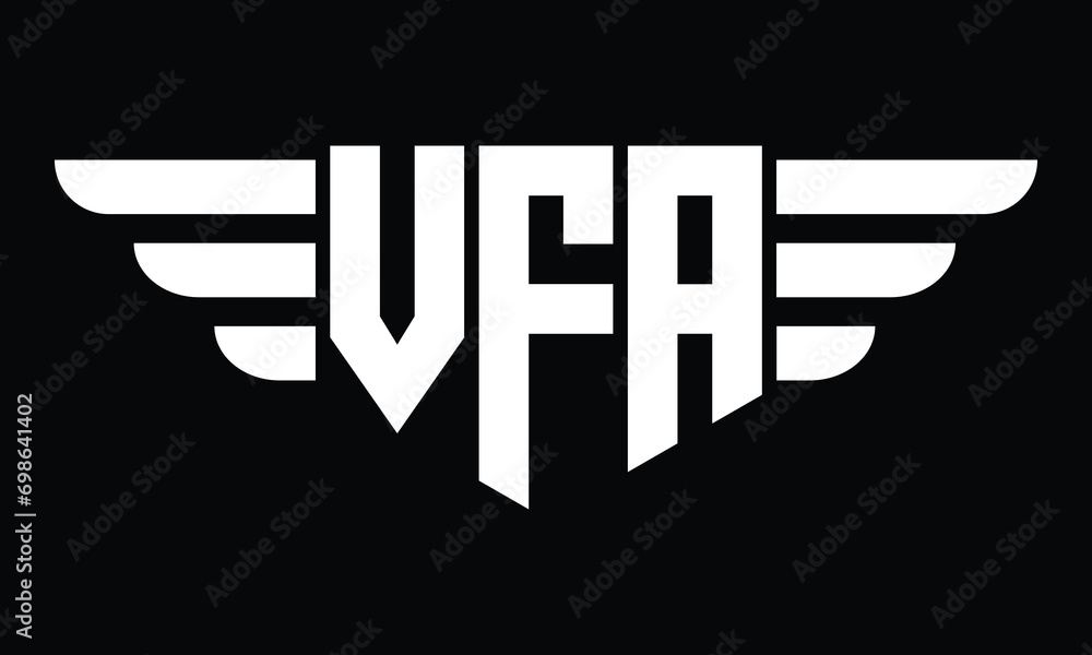 Vecteur Stock VFA three letter logo, creative wings shape logo design ...