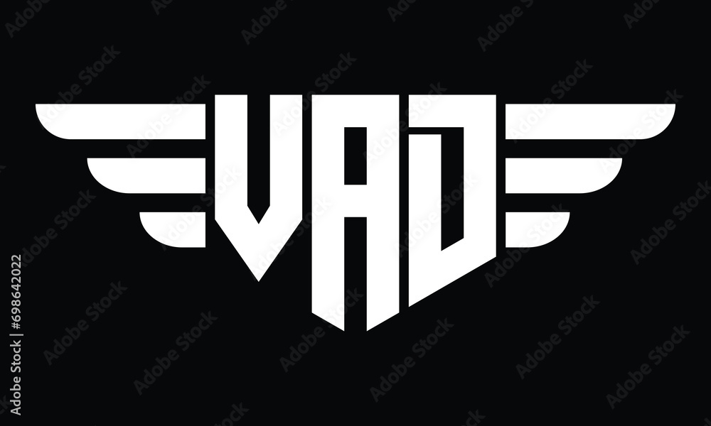 Vecteur Stock VAD three letter logo, creative wings shape logo design ...