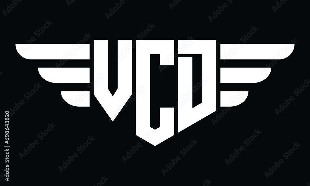 Vecteur Stock VCD three letter logo, creative wings shape logo design ...