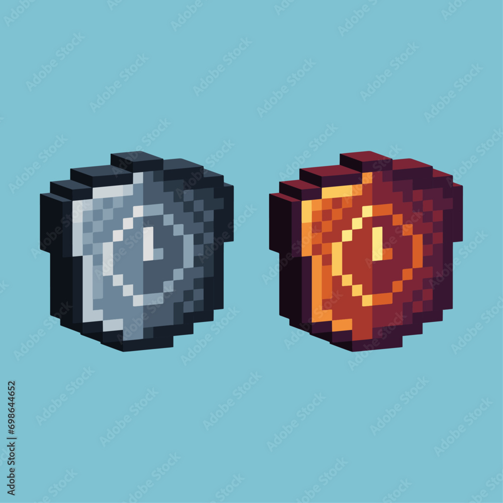 Isometric Pixel art 3d of shield time icon for items asset. Shield time ...