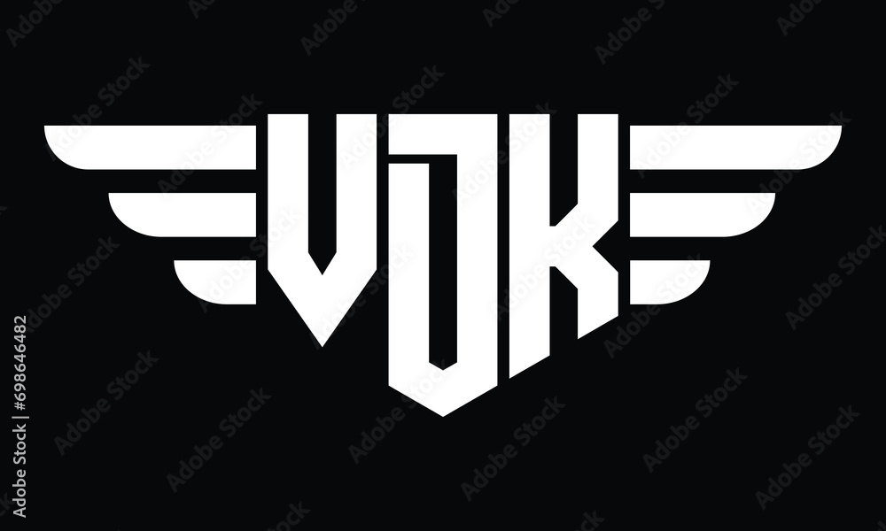 VDK three letter logo, creative wings shape logo design vector template ...