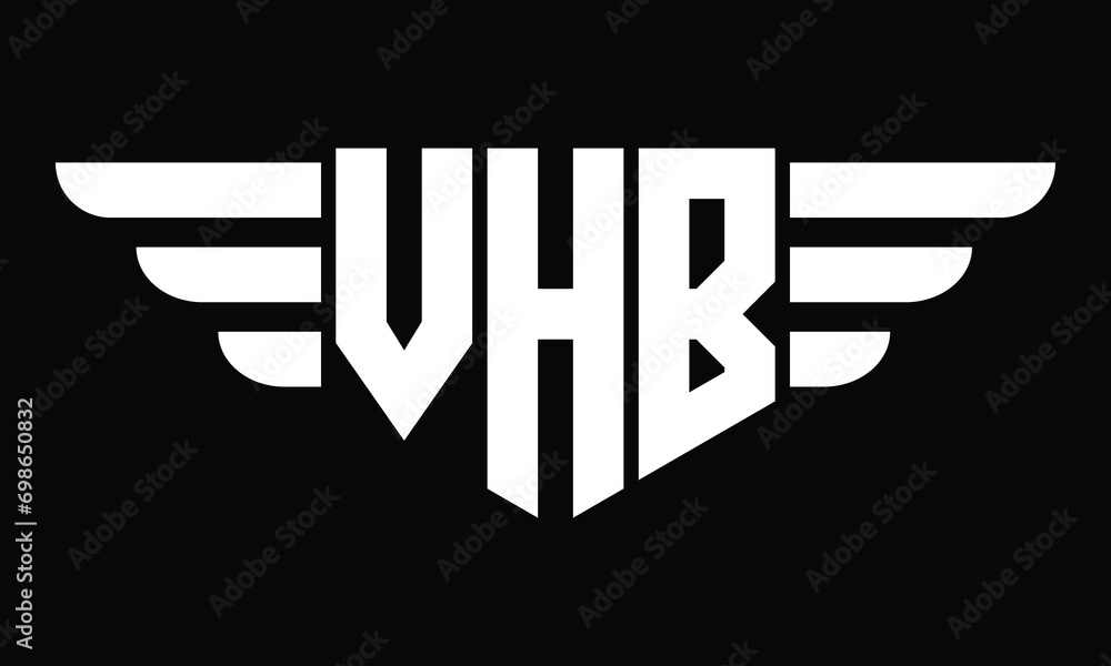 VHB three letter logo, creative wings shape logo design vector template ...
