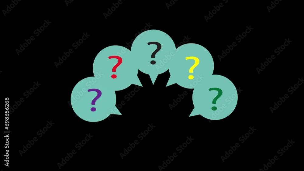 Animation of question mark bw. Black yellow red green purple 4K video ...