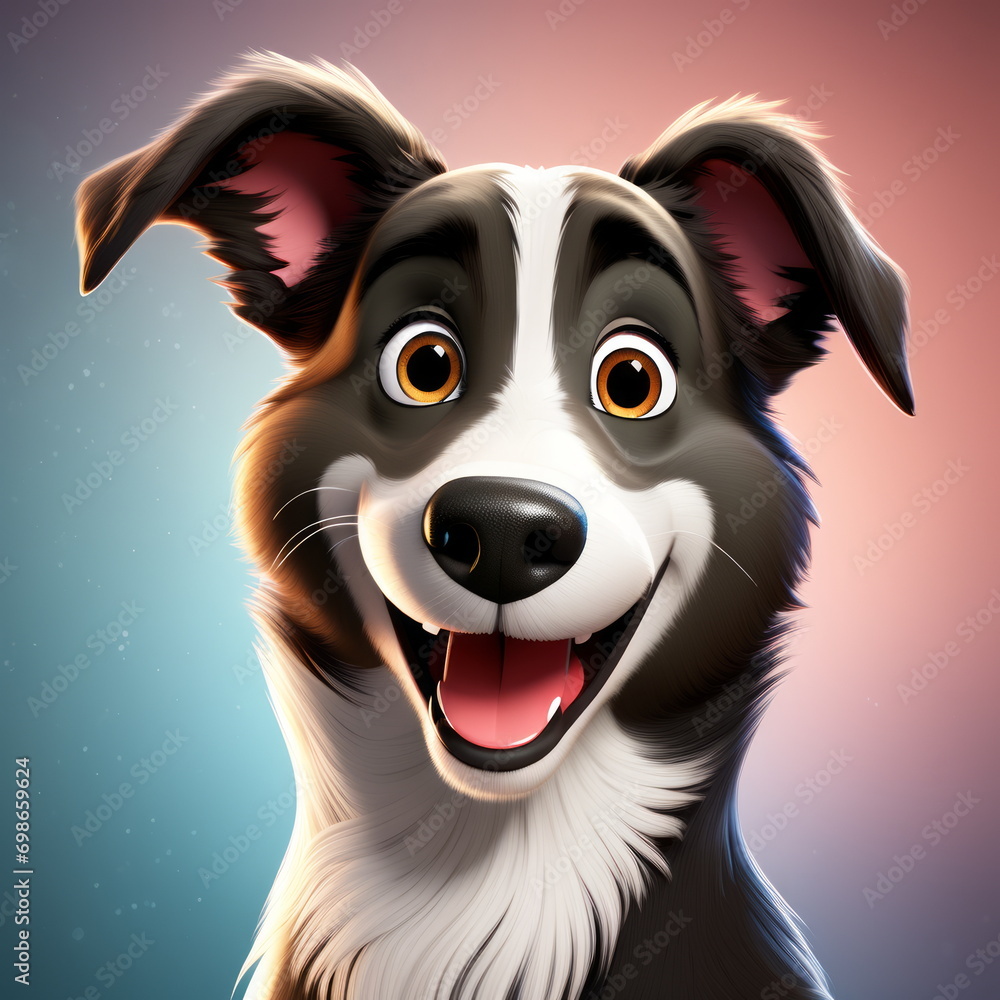 Cartoon face of a comical dog with a good character. Portrait of an ...