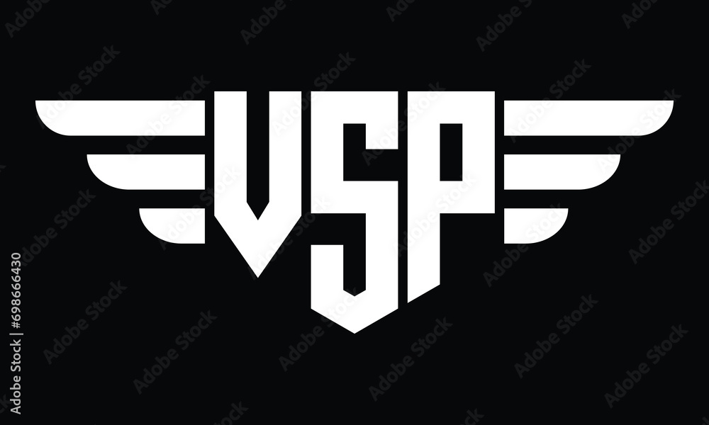 Vecteur Stock VSP three letter logo, creative wings shape logo design ...