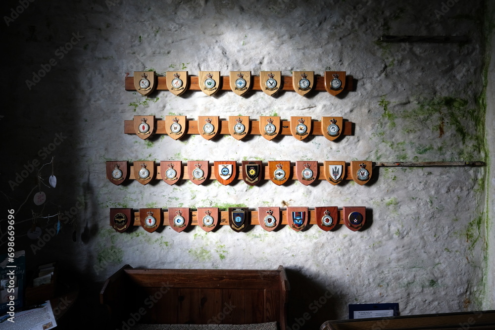 RAF St Eval Church Cornwall UK 12 26 2023 WW2 Squadron shields Stock ...