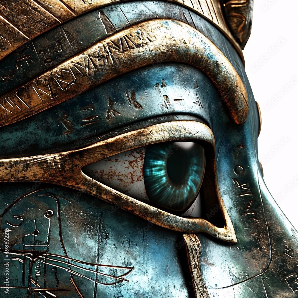 Ancient Egyptian Eye with Blue Eye and Gold Design Stock Illustration ...