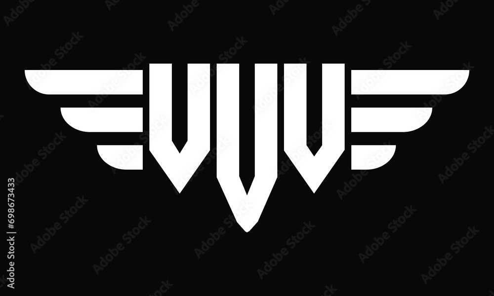 VVV three letter logo, creative wings shape logo design vector template ...