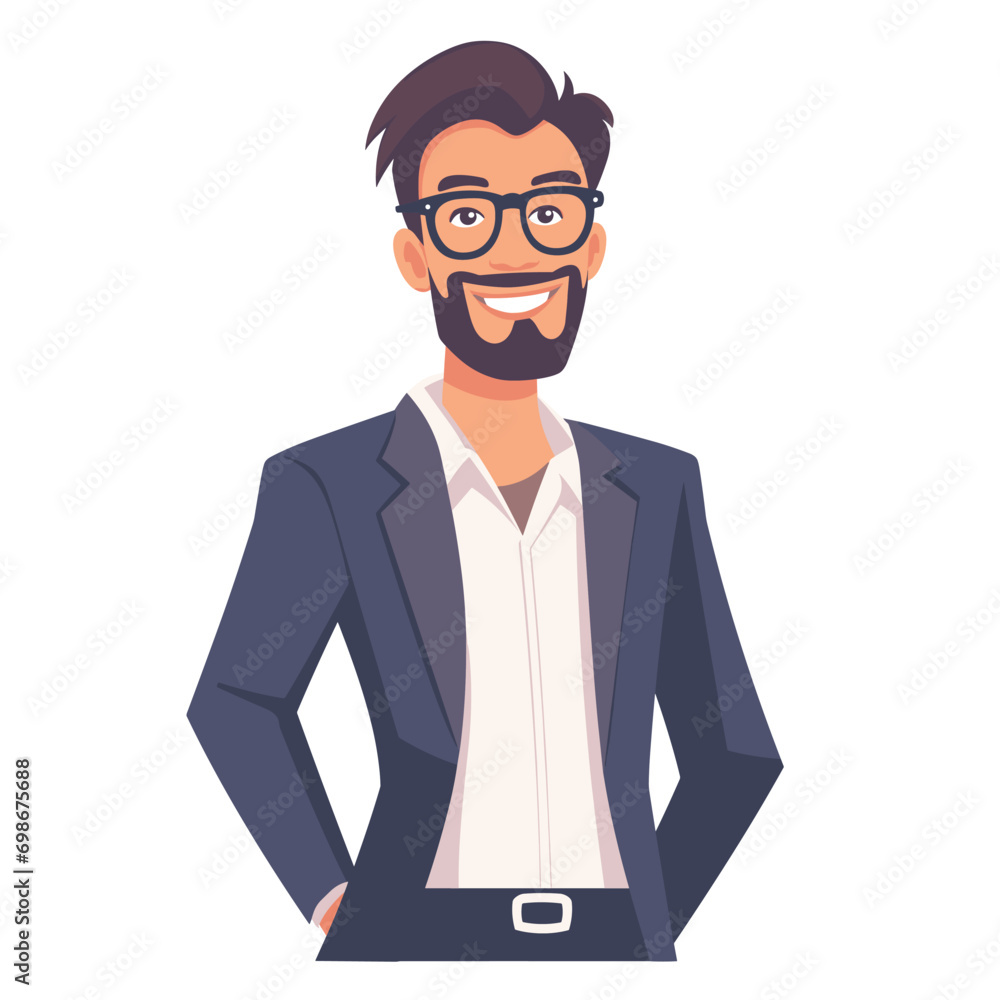 Handsome happy guy businessman on a white background, vector in ...