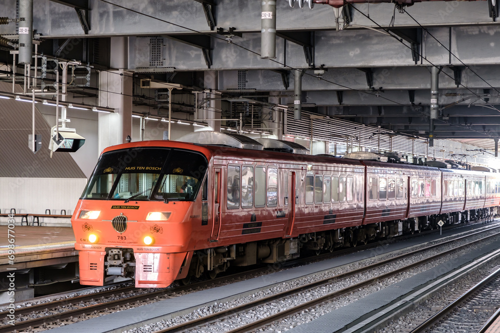 FUKUOKA, JAPAN - DEC 17, 2023: JR Kyushu 783 Series "Huis Ten Bosch ...