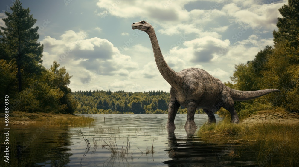 brontosaurus dinosaurs in their natural habitat BC. concept history ...