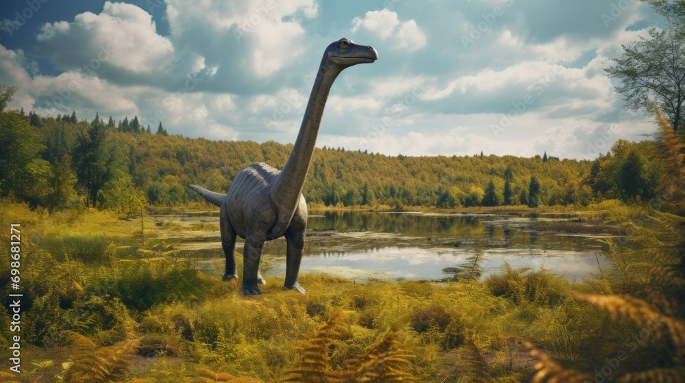 brontosaurus dinosaurs in their natural habitat BC. concept history ...