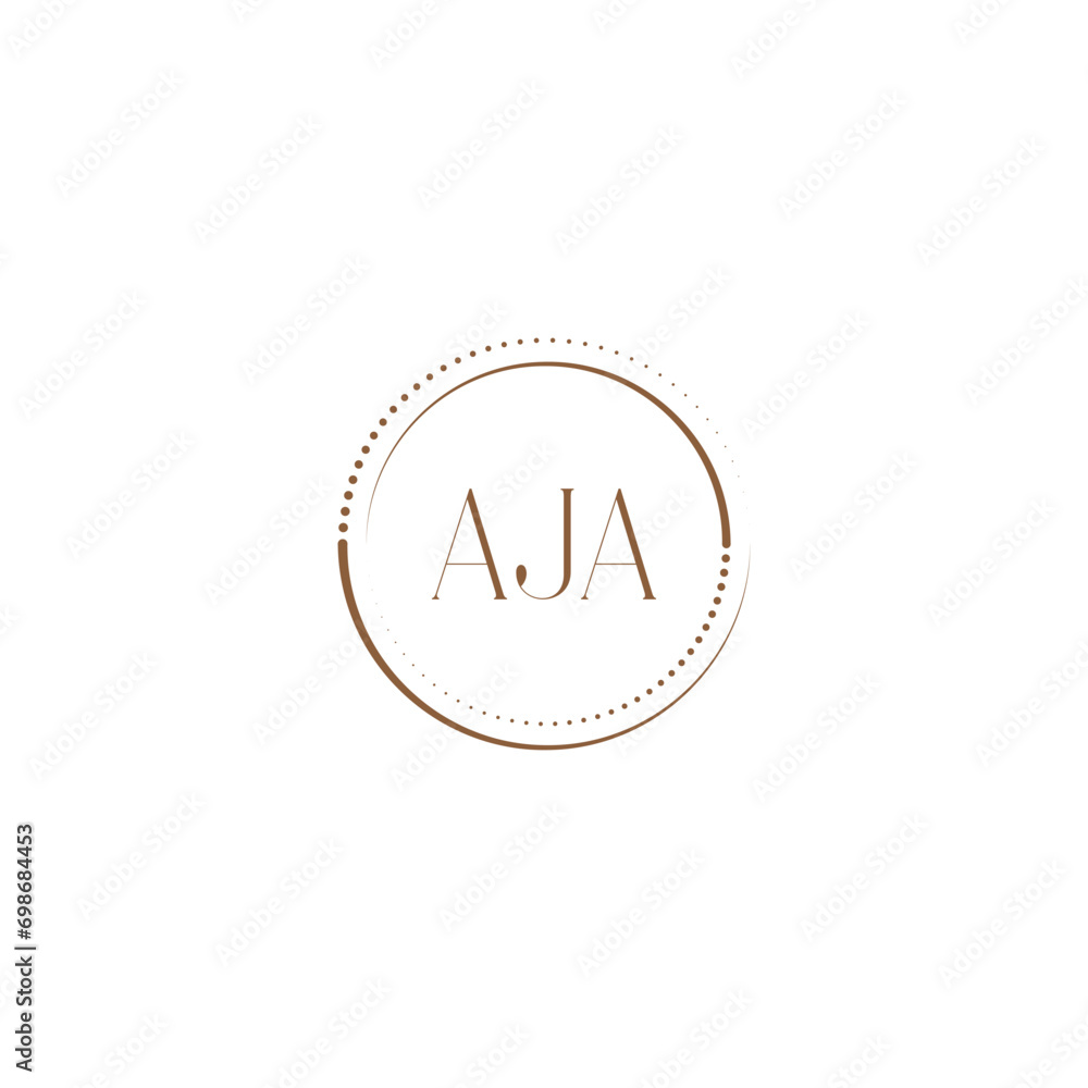 AJA creative initial letter flat monogram logo design with White ...