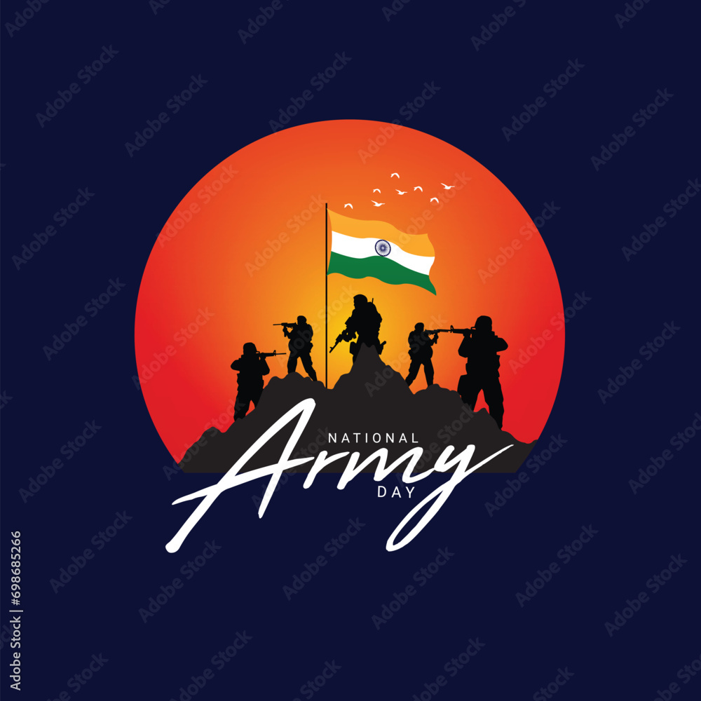 Vector illustration of Indian Army Day, celebrating the victory of the ...