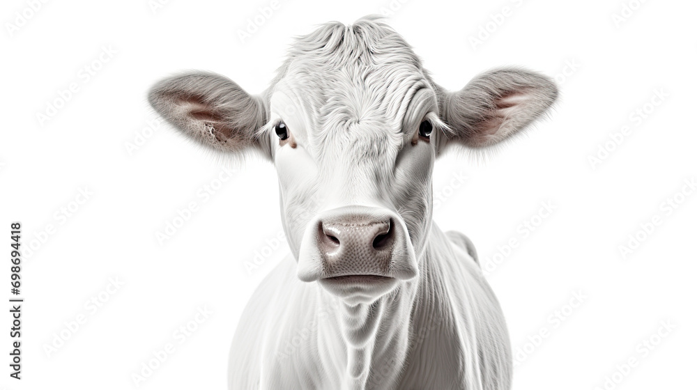 White cow face. Spotted cow. Farm animals. Isolated on white background ...