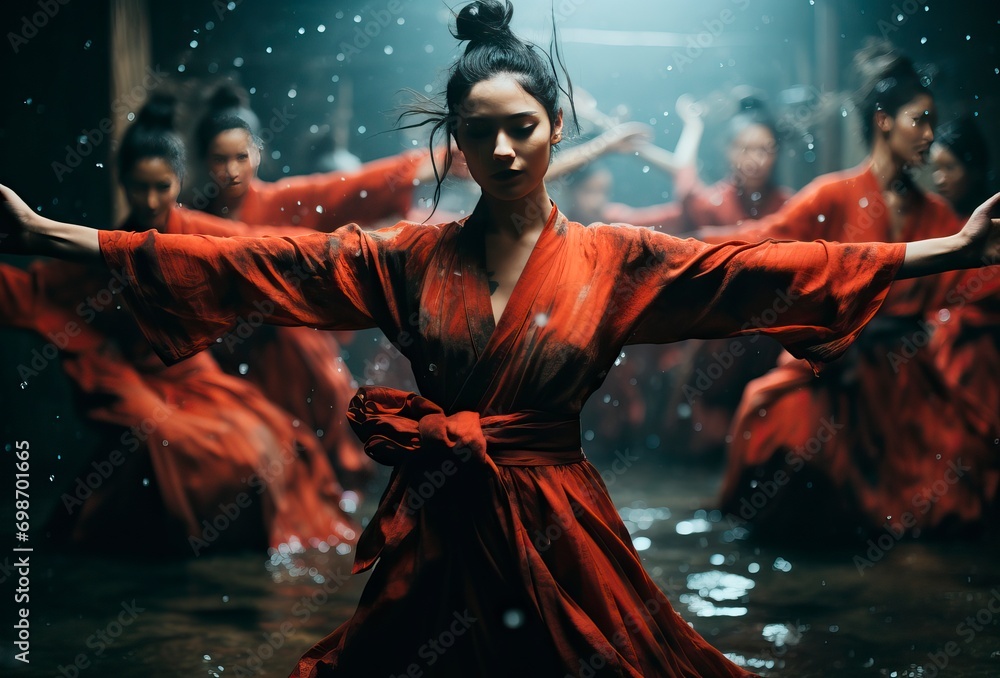 Art illustration of traditional Chinese dancing. Generation Ai Stock ...