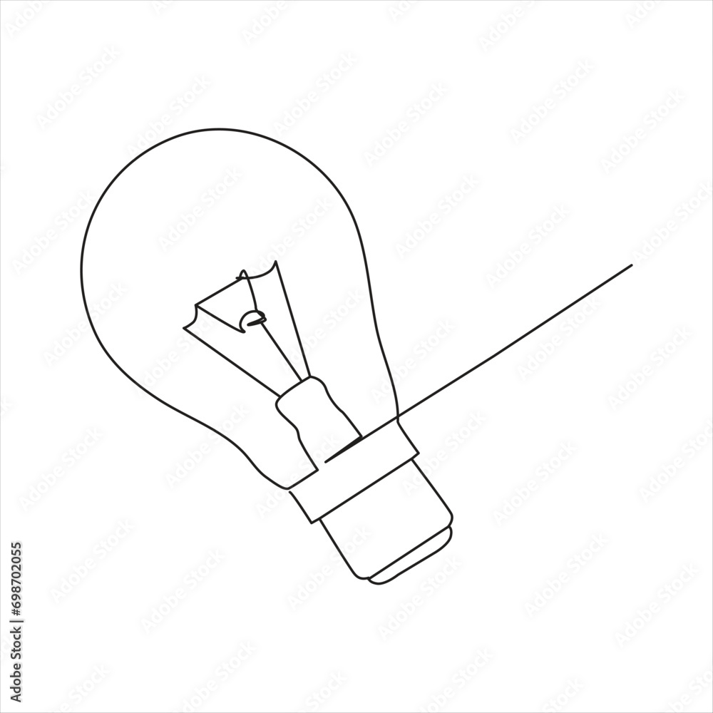Light bulb continuous single line drawing. line art vector illustration ...