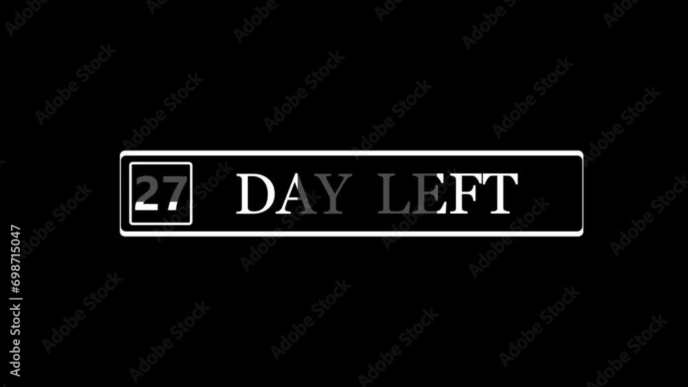 DAY LEFT Countdown Animated icon. Alpha matte with transparent ...