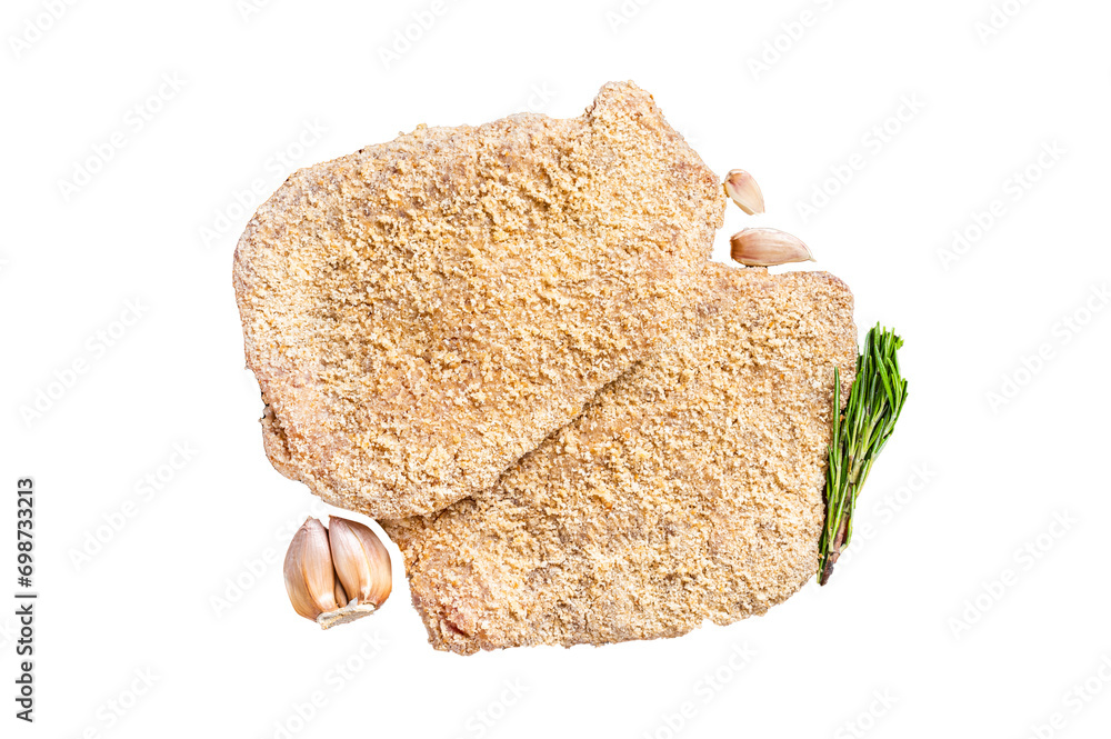 Raw Breaded German Wiener schnitzel Transparent background. Isolated ...