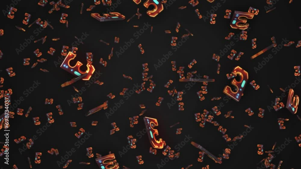 Realistic Glowing Metallic 3d E Letter Alphabet Flying On The Black ...