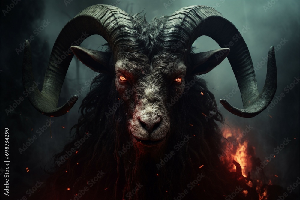Bathomet, the demonic goat, symbolizes malevolence and occult forces ...
