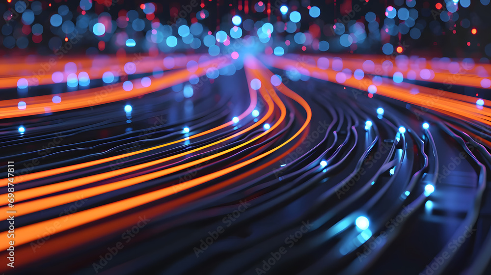 Beautiful technology wallpaper with different colored lines combined in ...