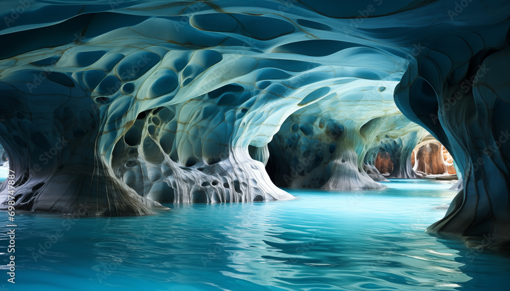 marble cave in coastal cliff with clear water Stock Photo | Adobe Stock