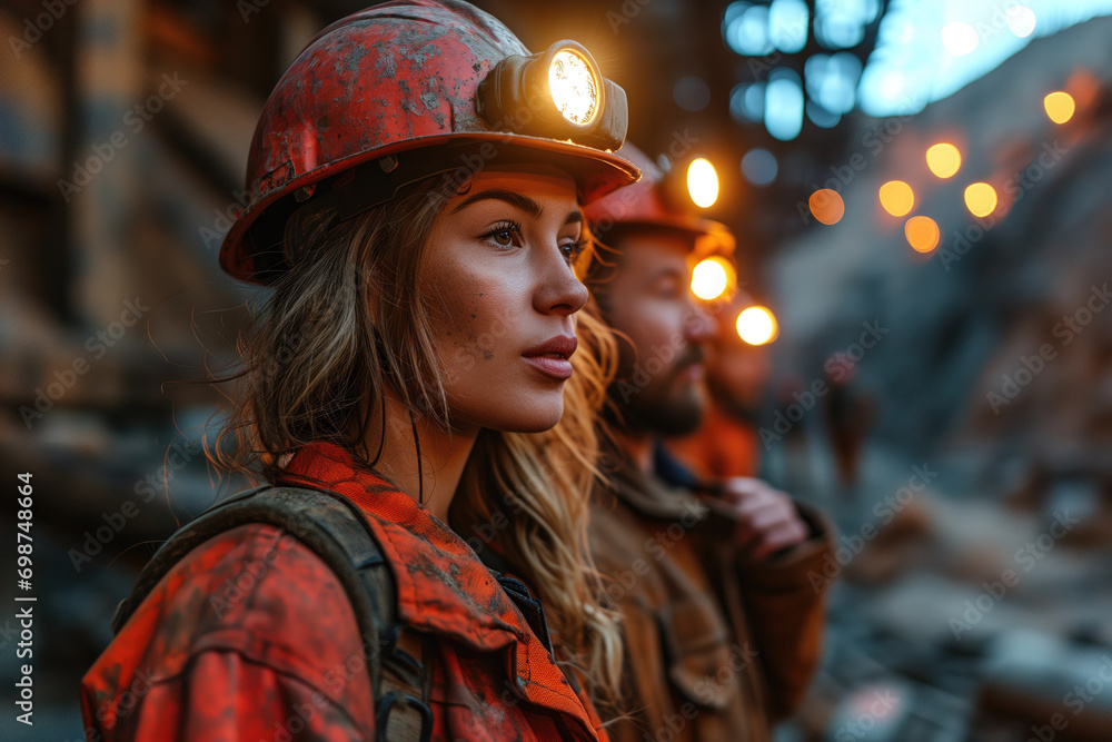 Generative AI image of miners in a rugged setting Stock Photo | Adobe Stock