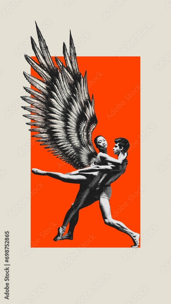 Forbidden love. Young elegant woman falling into hug of young dangerous ...