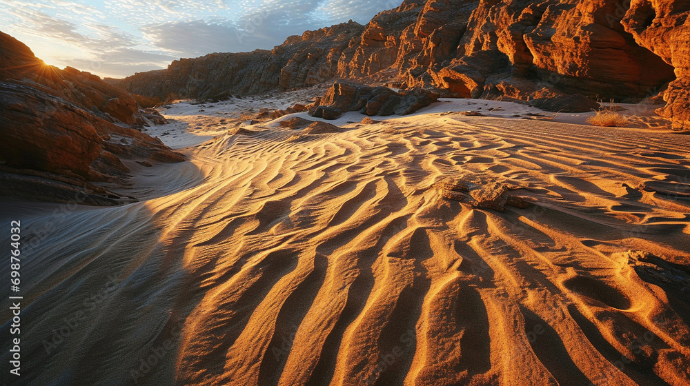 Sculpted Sand Ridges: Wind-sculpted sand ridges creating a mesmerizing ...