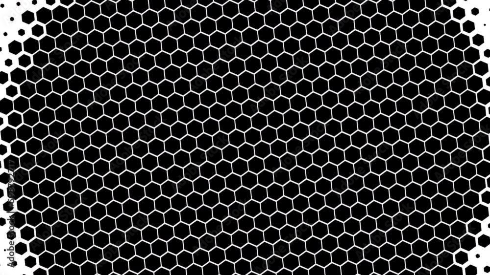 Vidéo Stock A circular black and white honeycomb pattern, consisting of ...