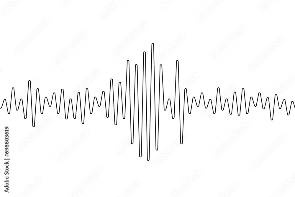 Earthquake One Continuous Line Polygraph Single Line Art Outline Wave Black Waves Pattern