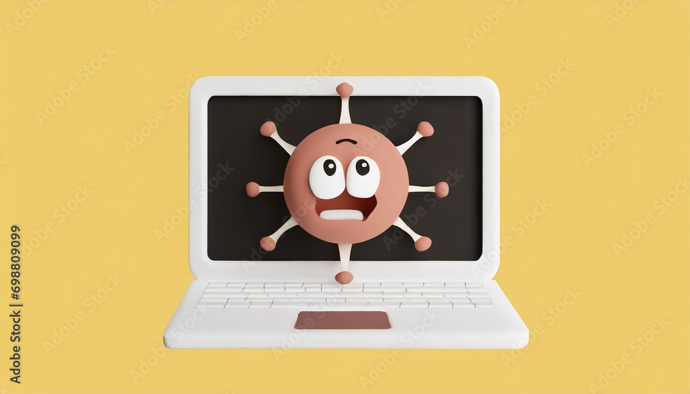 Computer virus attack on laptop. System security threat warning alert ...