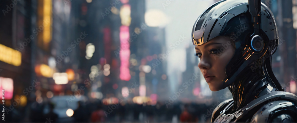 A futuristic metropolis where humans and robots live side by side ...