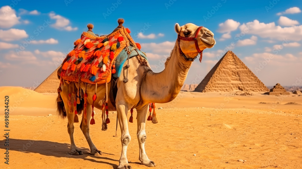 Majestic Camels Resting at the Pyramids of Giza in Egypt - A Timeless ...
