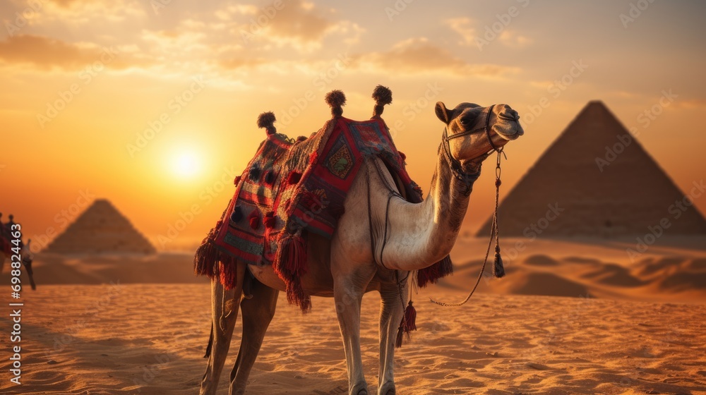 Majestic Camels Resting at the Pyramids of Giza in Egypt - A Timeless ...
