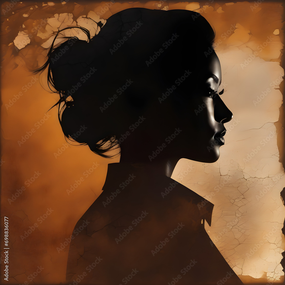 Rusty transparent young woman silhouette, perfectly centered ...