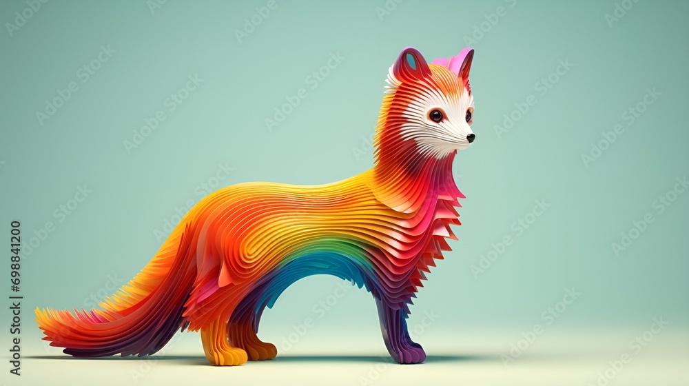 3D Render Animal in Plain Background with Vibrant Colors, Colorful ...