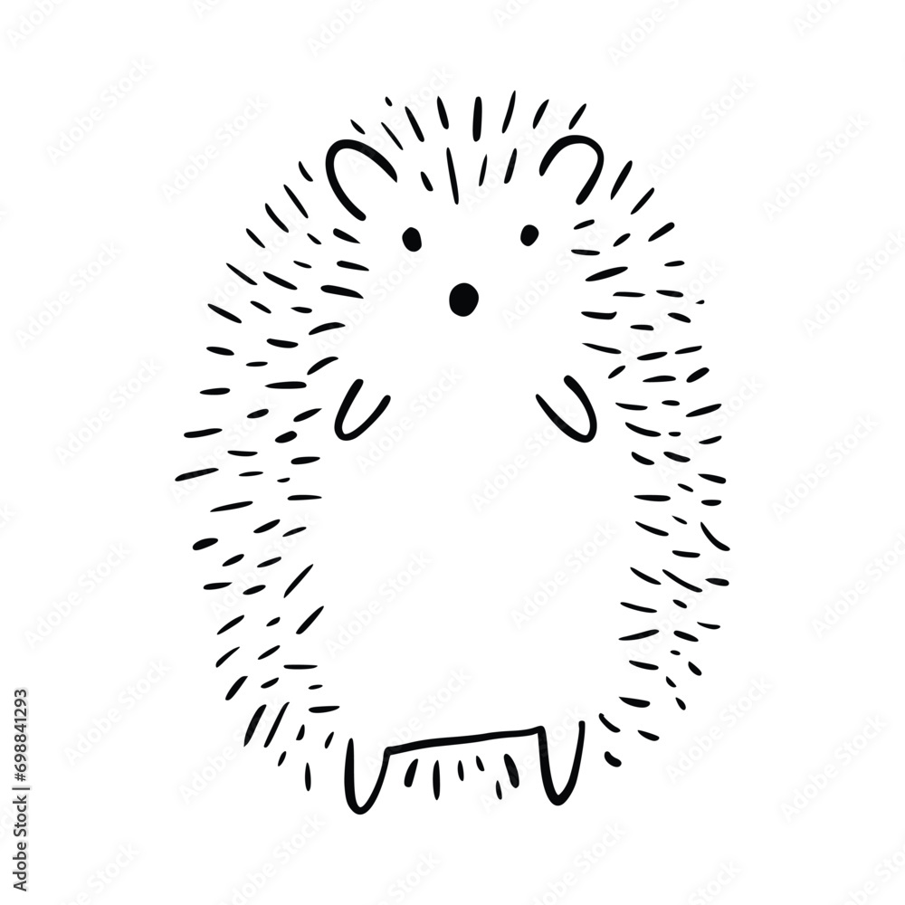 Cartoon doodle cute hedgehog - isolated vector illustration. Hand-drawn ...