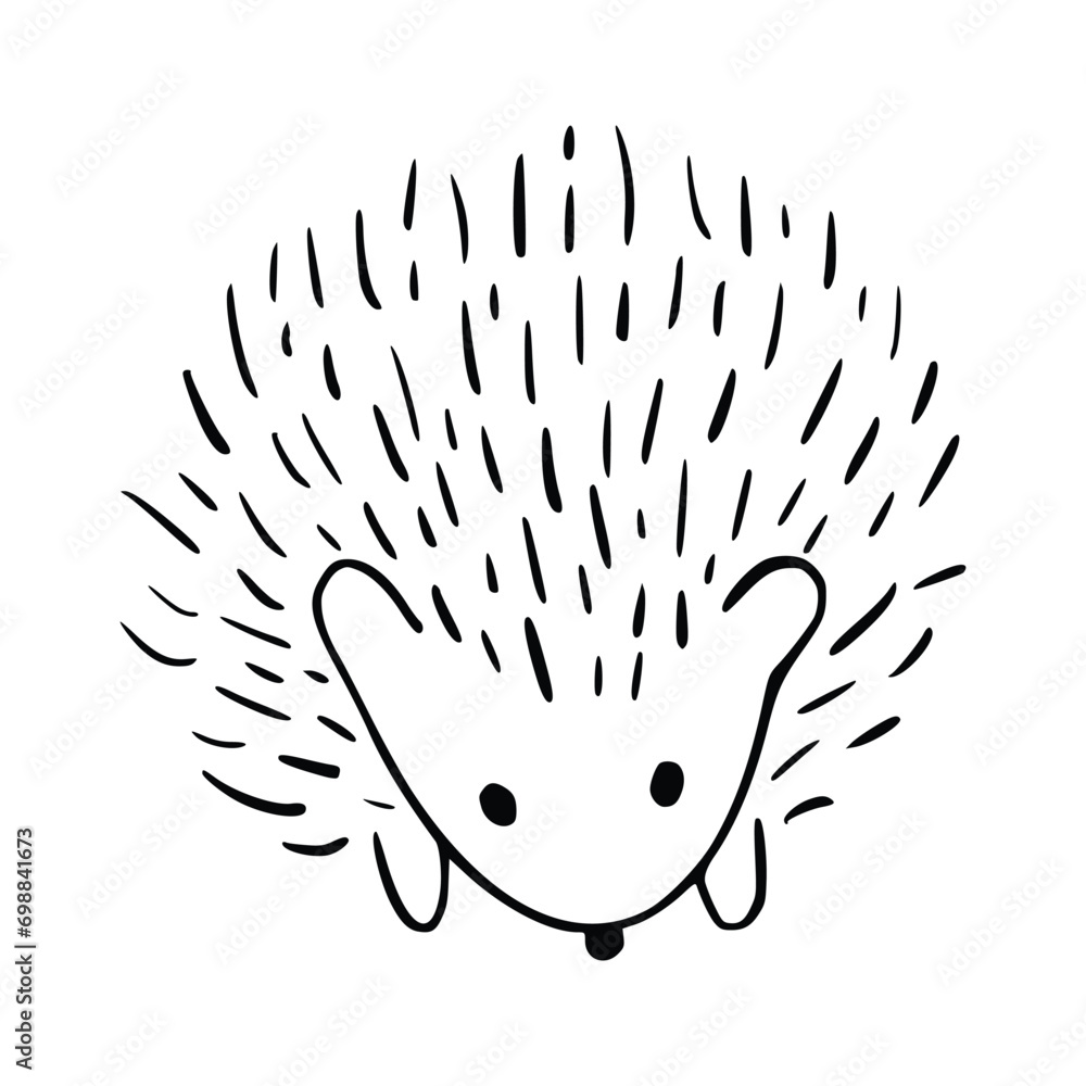 Cartoon doodle cute hedgehog - isolated vector illustration. Hand-drawn ...