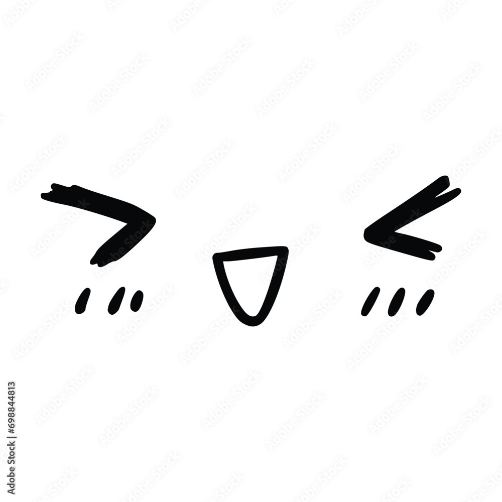 Kawaii's cute face. Manga-style eyes and mouth. Funny cartoon Japanese ...