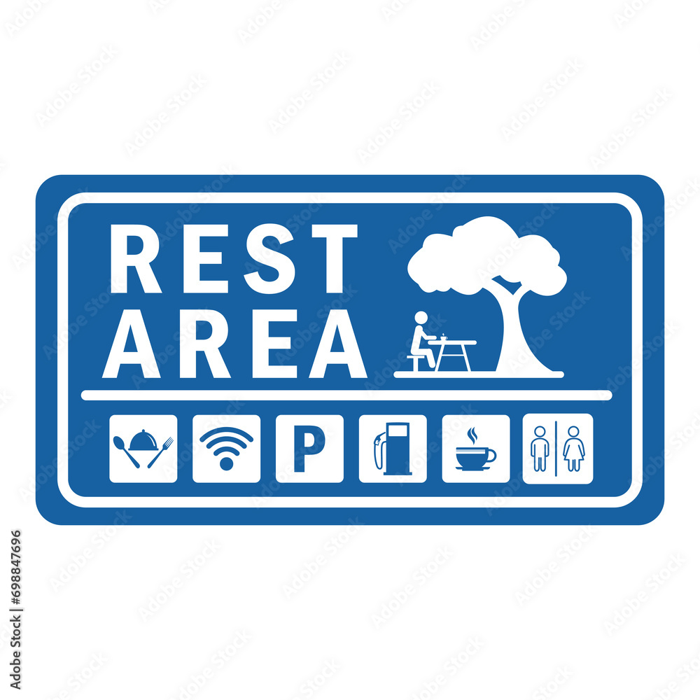 Vector icon rest area, illustration of rest area, rest area road sign ...