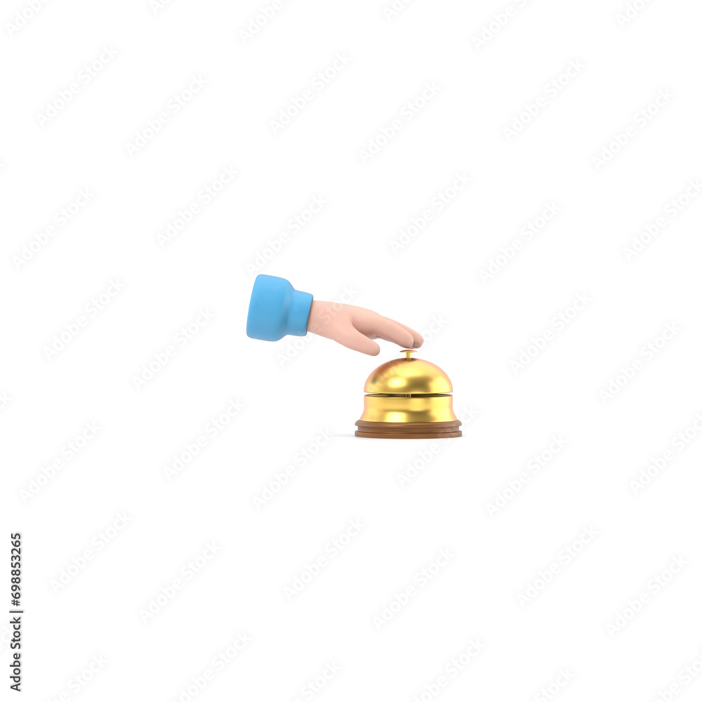 Male hand pressing service bell. Service bell,flat design style. 3d ...