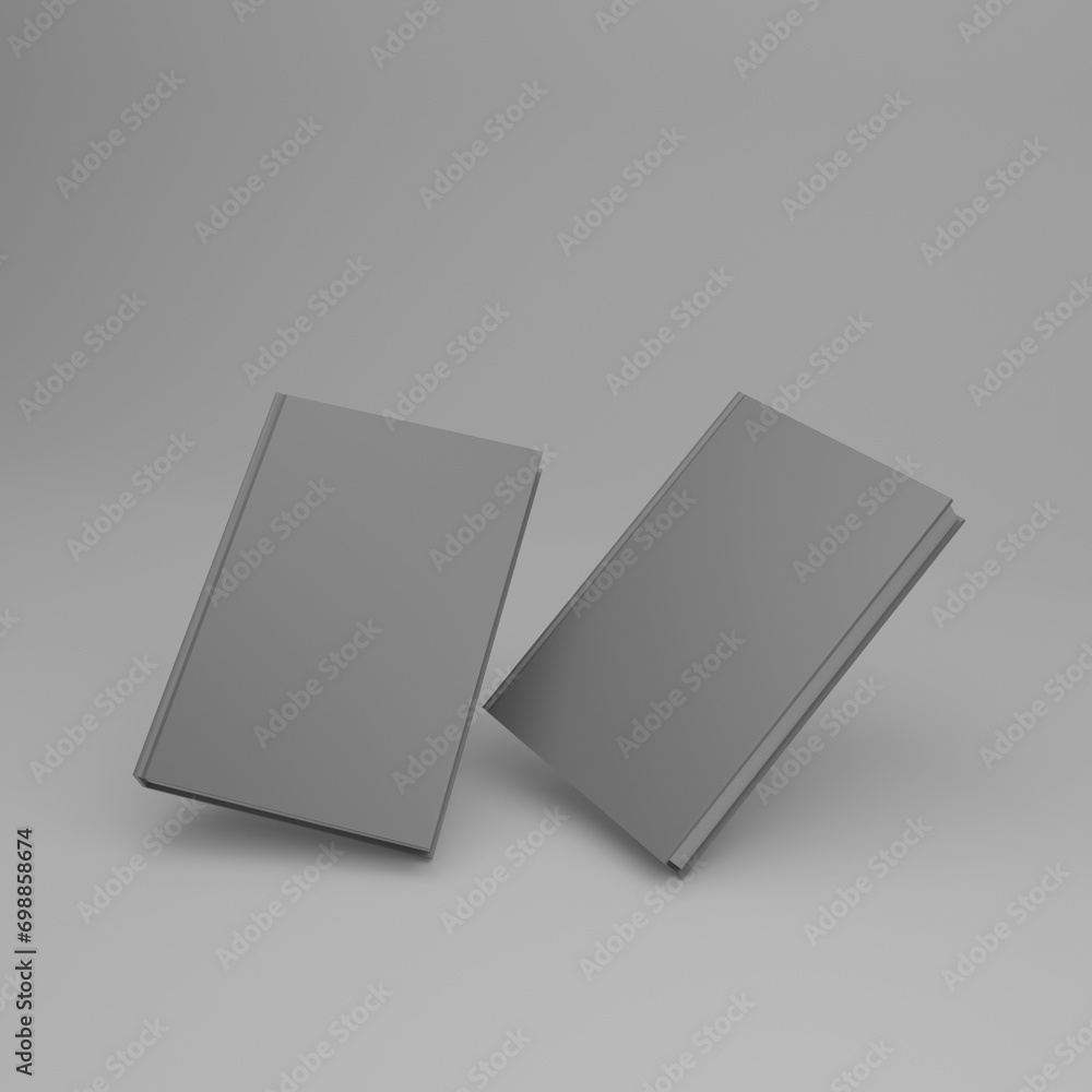 Hardcover book template, two blank books on white background for design ...