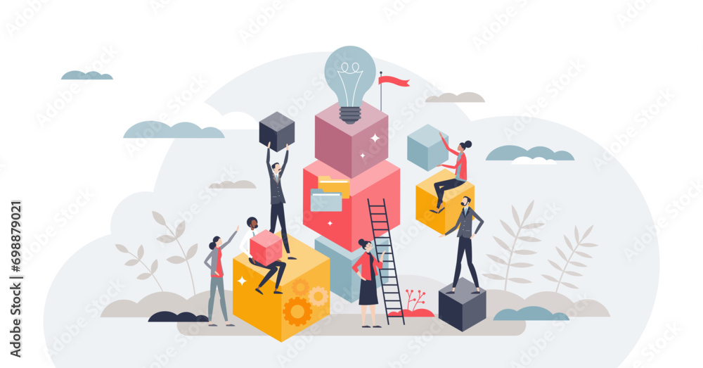 Career building blocks as professional development tiny person concept ...