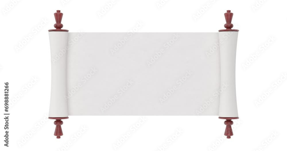 4k Resolution Video: Blank White Paper Scroll Parchment Mockup Opening ...