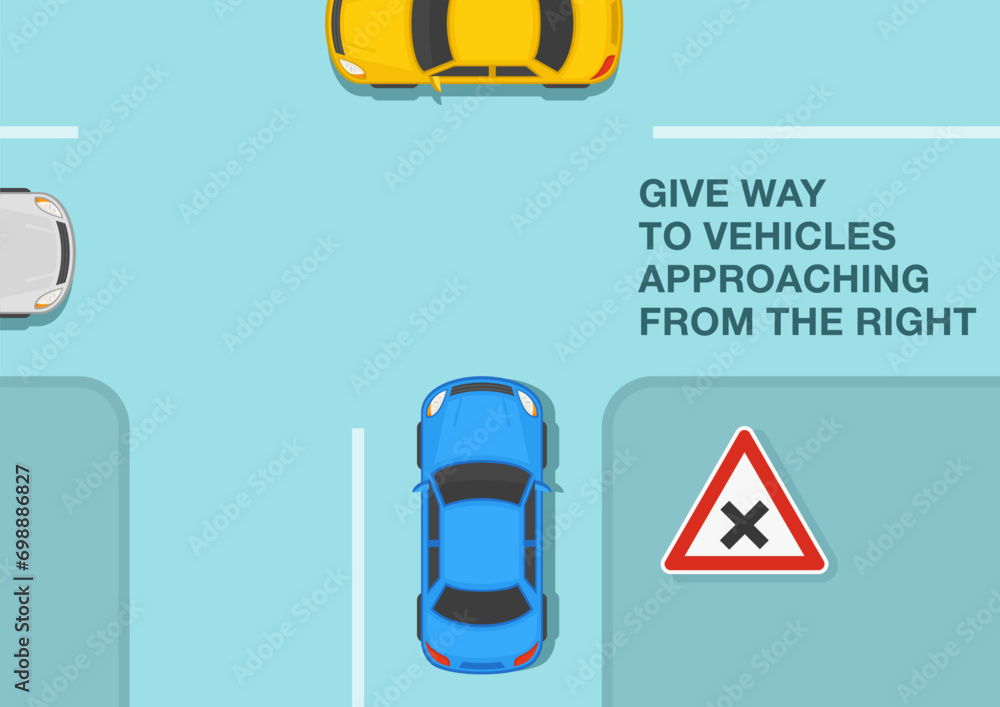 Safe driving tips and traffic regulation rules. Give way to vehicles ...